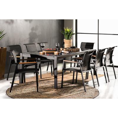 China Outdoor 8 Seater Extendable Dining Table Set with Armchair in Modern Luxury Design for sale