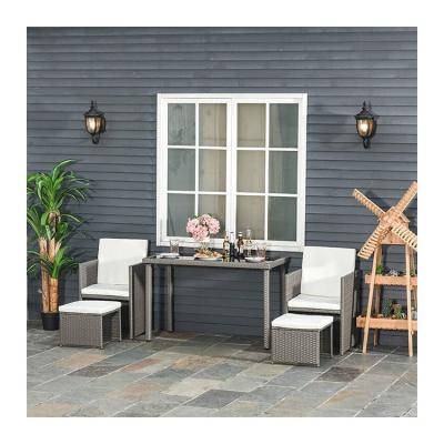 China AJUNION Saving Space Design Furniture Garden Set with Cushions and PE Wicker Rattan for sale