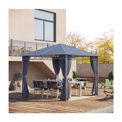 China Steel Frame AJUNION Outdoor Waterproof Canopy Shelter Gazebo with Polycarbonate Roof for sale