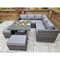 China Outdoor Garden Dining Furniture Set with Bench by AJUNION Woven Rattan Corner Sofa for sale