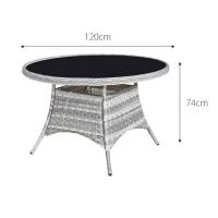 China Outdoor Furniture Set with Round Dining Table AJUNION 4 Seat Weatherproof Weave Rattan for sale