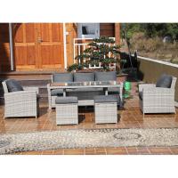 China Leisure Outdoor AJUNION All Hand Woven Wicker Garden Furniture Set with Tempered Glass for sale