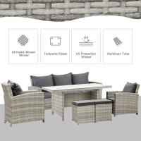 China Leisure Outdoor AJUNION All Hand Woven Wicker Garden Furniture Set with Tempered Glass for sale