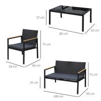 China Balcony Lounge Outdoor Iron Metal Patio Furniture Set Mixed with Waterproof PE Rattan for sale