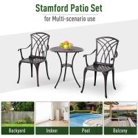 China Cast Aluminum Balcony Furniture AJUNION 2 Seater Outdoor Bistro Set with Round Table for sale