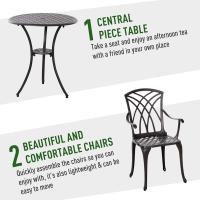 China Cast Aluminum Balcony Furniture AJUNION 2 Seater Outdoor Bistro Set with Round Table for sale