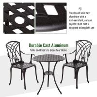 China Cast Aluminum Balcony Furniture AJUNION 2 Seater Outdoor Bistro Set with Round Table for sale