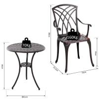 China Cast Aluminum Balcony Furniture AJUNION 2 Seater Outdoor Bistro Set with Round Table for sale