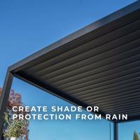 China Steel Frame AJUNION 16X10 Metal Pergola for Louvered Roof Garden Outdoor Bioclimatic for sale