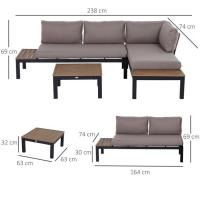China Modern L Shape Sofa Set Metal Frame Outdoor Sectional Furniture Lounge Set by AJUNION for sale