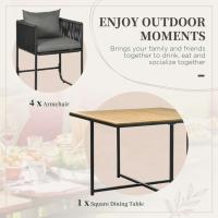 China Modern Design Style Folded Dining Table and PE Rattan Armchair Patio Furniture Dining Set for sale