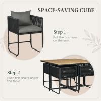 China Modern Design Style Folded Dining Table and PE Rattan Armchair Patio Furniture Dining Set for sale