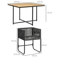 China Modern Design Style Folded Dining Table and PE Rattan Armchair Patio Furniture Dining Set for sale