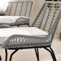 China Metal Frame Garden Set 4 Seating Balcony Furniture Plastic Rattan Patio Furniture for sale