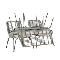 China Metal Frame Garden Set 4 Seating Balcony Furniture Plastic Rattan Patio Furniture for sale