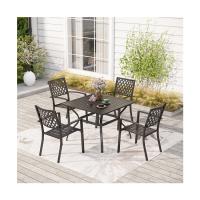 China Metal Garden Set by AJUNION Waterproof Outdoor Furniture with Stackable Dining Chairs for sale
