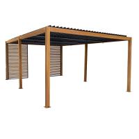China Modern Aluminum Terrace Canopy Roof Louvered Arbours Rot Proof Wooden Coated Pergola for sale