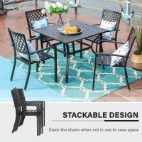 China Metal Garden Set by AJUNION Waterproof Outdoor Furniture with Stackable Dining Chairs for sale