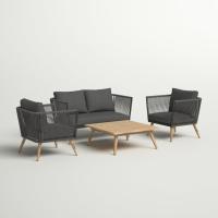China Modern Outdoor Furniture Set with Aluminum Frame and Wood Grain Finish for sale
