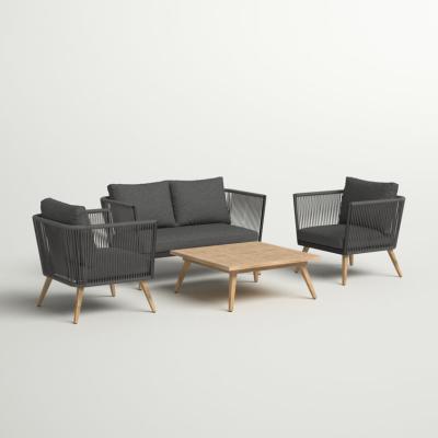China Modern Outdoor Furniture Set with Aluminum Frame and Wood Grain Finish for sale