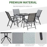 China Foldable Armchair Patio Furniture 4 Seater Dining Set with Glass Top and Umbrella Hole for sale