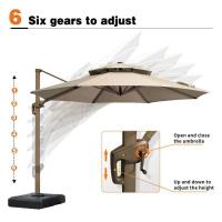 China Outdoor Garden Patio 360 Degree Rotation Aluminium Double Roof Umbrella Deluxe Parasol for sale