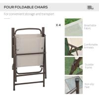 China AJUNION Metal Patio Furniture Set Foldable Chairs and Dining Table with Umbrella Hole for sale