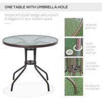 China AJUNION Metal Patio Furniture Set Foldable Chairs and Dining Table with Umbrella Hole for sale