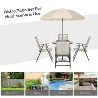 China AJUNION Metal Patio Furniture Set Foldable Chairs and Dining Table with Umbrella Hole for sale