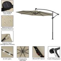 China Customized Color Garden Umbrella with Light Waterproof Commercial Restaurant Cantilever for sale