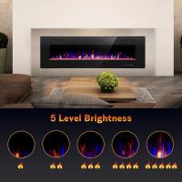 China 12 Bed Color Mode AJUNION 60 Inch Wall Mounted Silk Screen Printing Electric Fireplace for sale