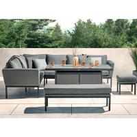 China Mail packing Y AJUNION Luxury Outdoor Fabric Patio Furniture Dining Set with Firepit Table for sale