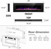China 12 Bed Color Mode AJUNION 60 Inch Wall Mounted Silk Screen Printing Electric Fireplace for sale