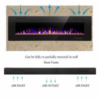 China 12 Bed Color Mode AJUNION 60 Inch Wall Mounted Silk Screen Printing Electric Fireplace for sale