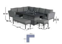 China Mail packing Y AJUNION Luxury Outdoor Fabric Patio Furniture Dining Set with Firepit Table for sale