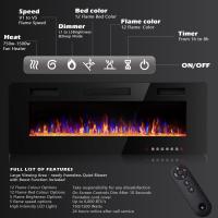 China Wall Mounted Electric Fireplace 12 Flame Color Options and Remote Control Included for sale