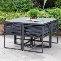 China Aluminum Rope Handcrafted Garden Dining Furniture Set for Outdoor Space Saving Design for sale