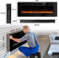 China Wall Mounted Electric Fireplace 12 Flame Color Options and Remote Control Included for sale