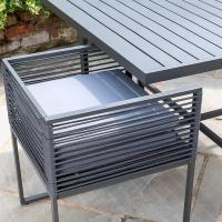 China Aluminum Rope Handcrafted Garden Dining Furniture Set for Outdoor Space Saving Design for sale