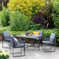 China Aluminum Rope Handcrafted Garden Dining Furniture Set for Outdoor Space Saving Design for sale