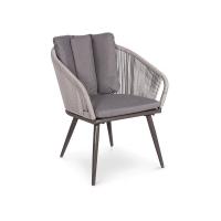 China Metal AJUNION 6 Seater Outdoor Furniture with Fire Pit Table and Rope Weave Armchair for sale