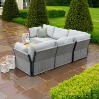 China Round Coffee Table and Sofa Set AJUNION Luxury Modern All Weather Fabric for Courtyard for sale