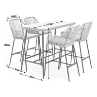 China Modern Design AJUNION Metal 4 Seater Garden Bar Set Rattan Weave Outdoor Dining Set for sale