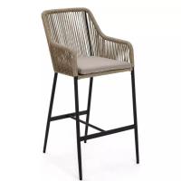 China Modern Design AJUNION Metal 4 Seater Garden Bar Set Rattan Weave Outdoor Dining Set for sale