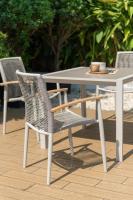 China Enjoy Al Fresco Meals with AJUNION Luxury Aluminum Garden Set and Rope Weave Armchair for sale