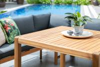 China Outdoor Dining Set featuring Solid Wood Corner Sofa and 3 Seater Bench for Relaxing Meals for sale
