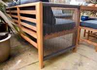 China Outdoor Dining Set featuring Solid Wood Corner Sofa and 3 Seater Bench for Relaxing Meals for sale