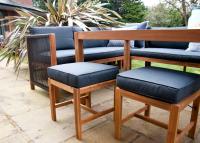 China Outdoor Dining Set featuring Solid Wood Corner Sofa and 3 Seater Bench for Relaxing Meals for sale