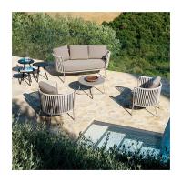 China Villa Outdoor Sofa Set with Steel Frame and Handcrafted Rope AJUNION Luxury Garden Set for sale