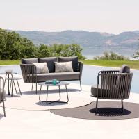 China Villa Outdoor Sofa Set with Steel Frame and Handcrafted Rope AJUNION Luxury Garden Set for sale